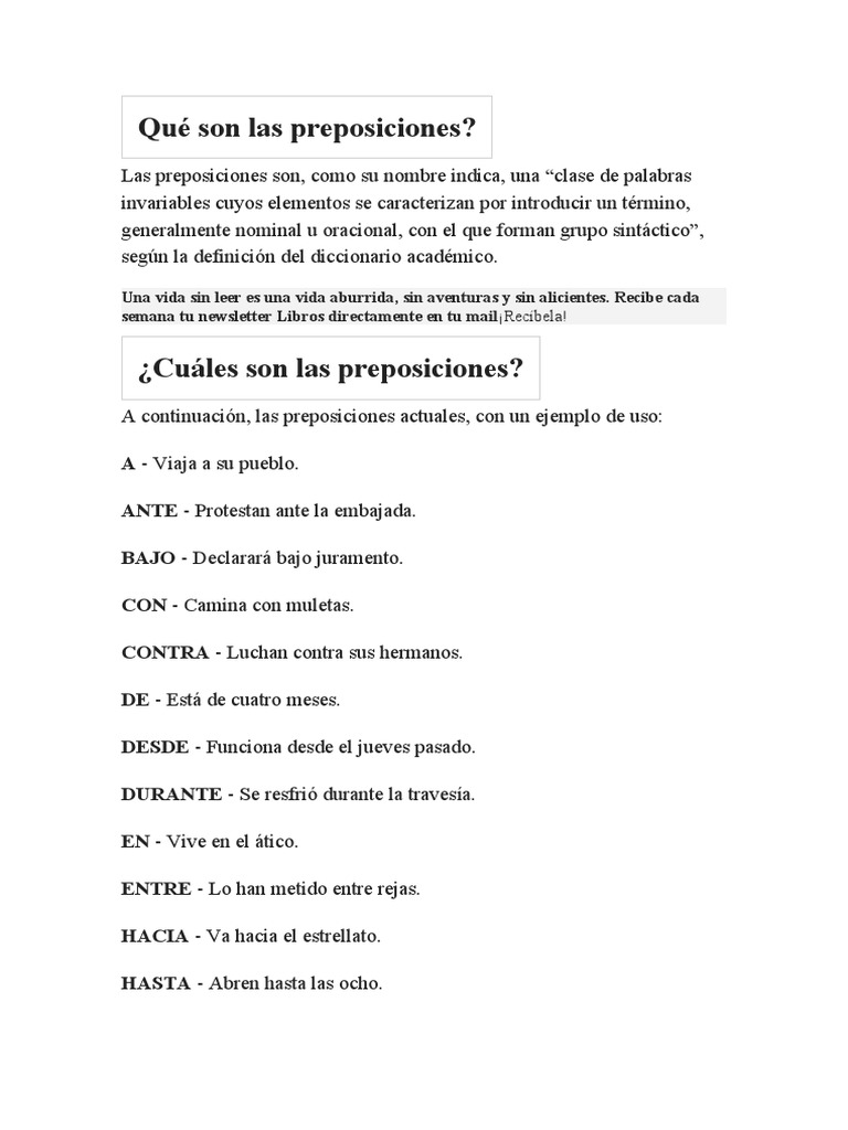 Guía de Preposiciones en Español | PDF | Poesía | Ficción general