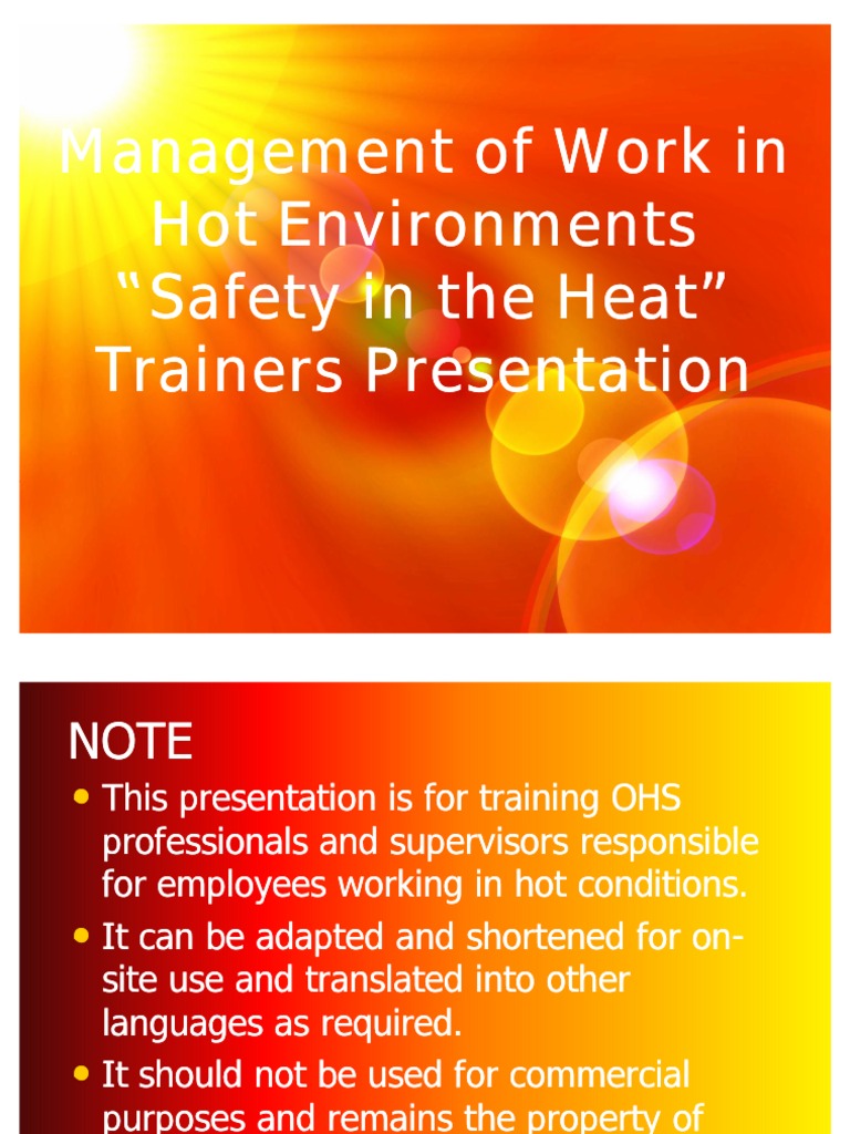 Heat Stress Presentation | PDF | Hyperthermia | Perspiration