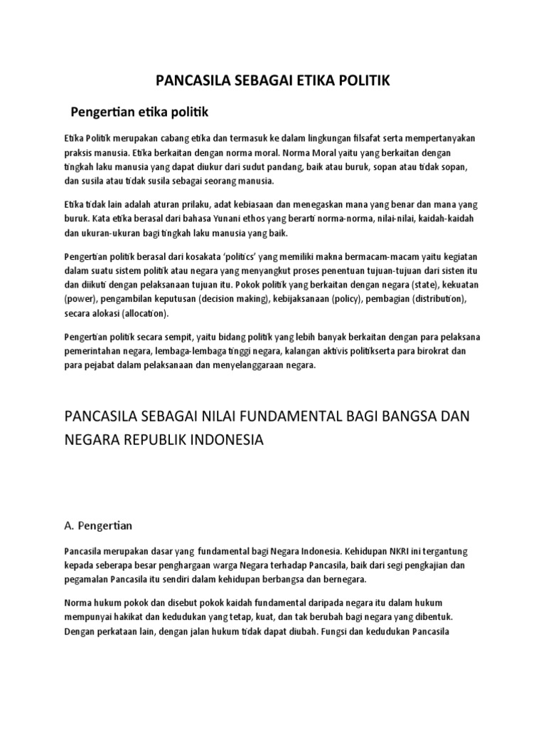 Pancasila Sebagai Etika Politik-1 | PDF