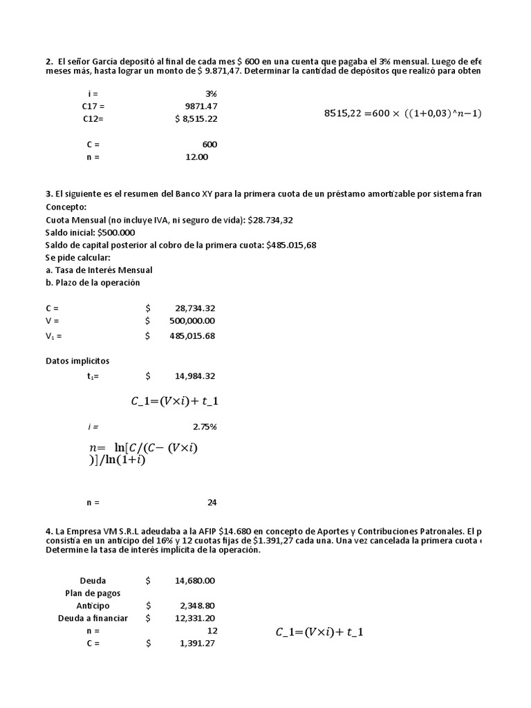 Combinados Operaciones Complejas. Ejercicios Resueltos | PDF | Interés | Finanzas y dinero