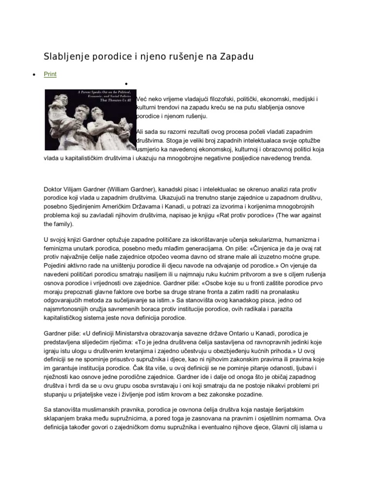 Slabljenje Porodice I Njeno Rušenje Na Zapadu | PDF