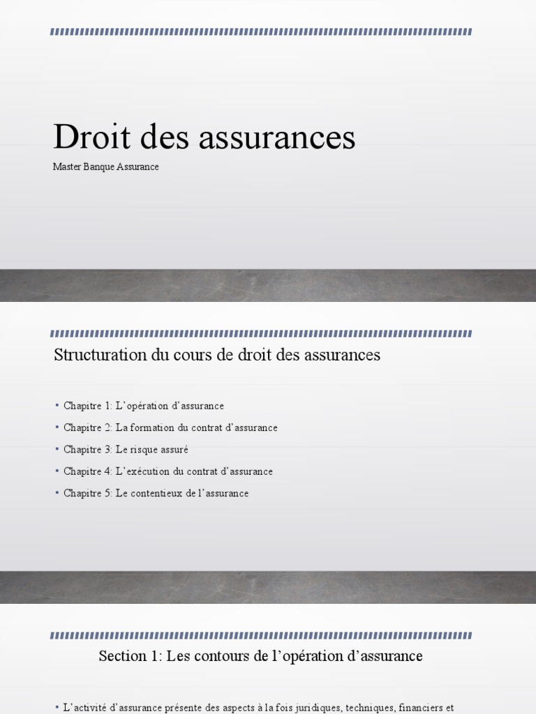 Droit des Assurances : Cours Complet | PDF | Assurance | Réassurance