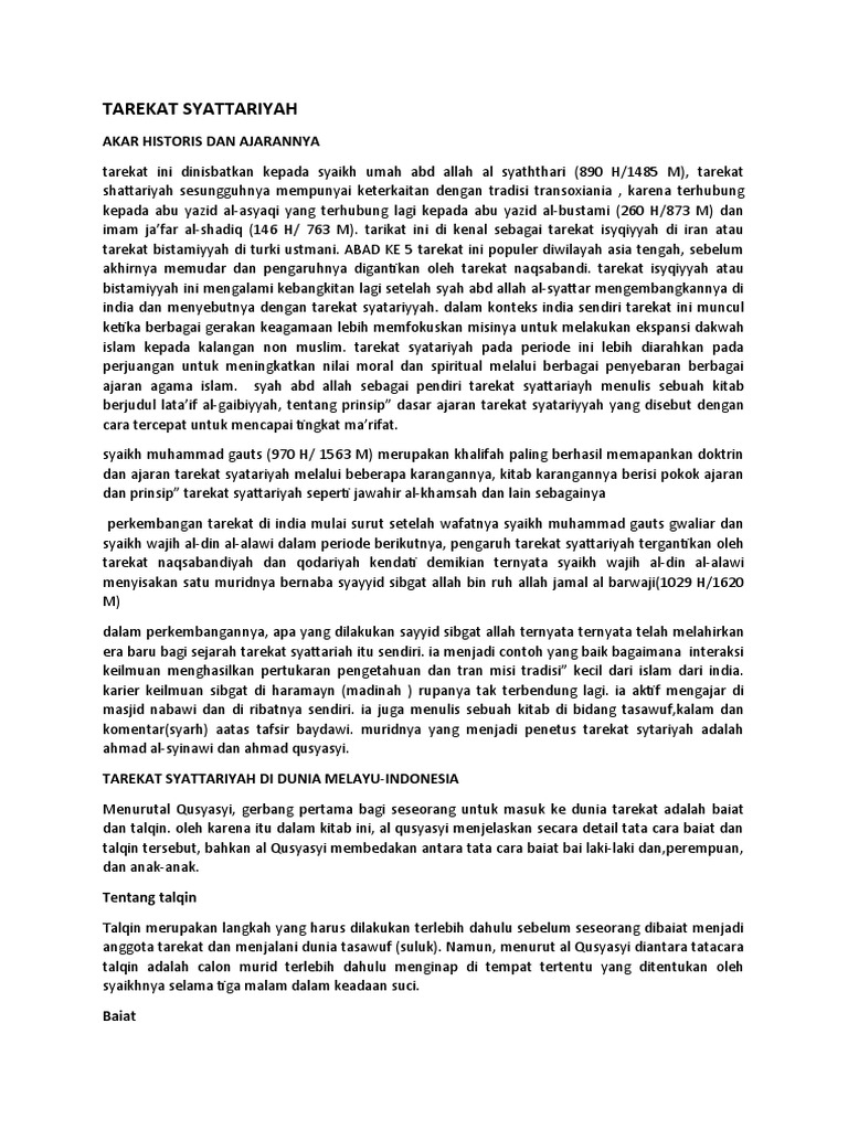 Tarekat Syattariyah-1 | PDF