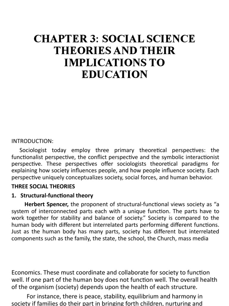 Chapter 3 Social Science Theory New | PDF | Sociology | Psychological ...