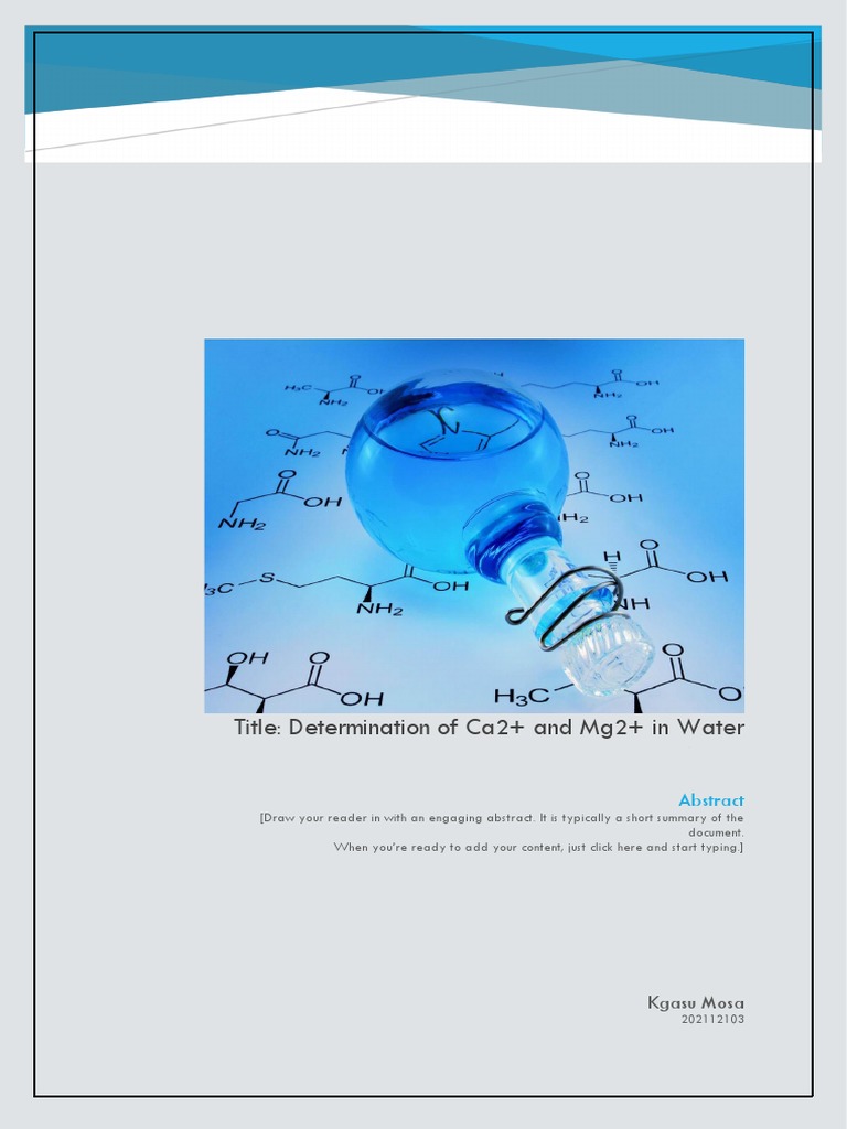Determination of Water Hardness: An Analysis of the Total Hardness of Hidden Spring Mineral ...