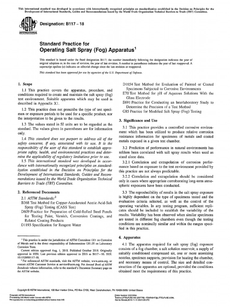 Astm B117 18 | PDF