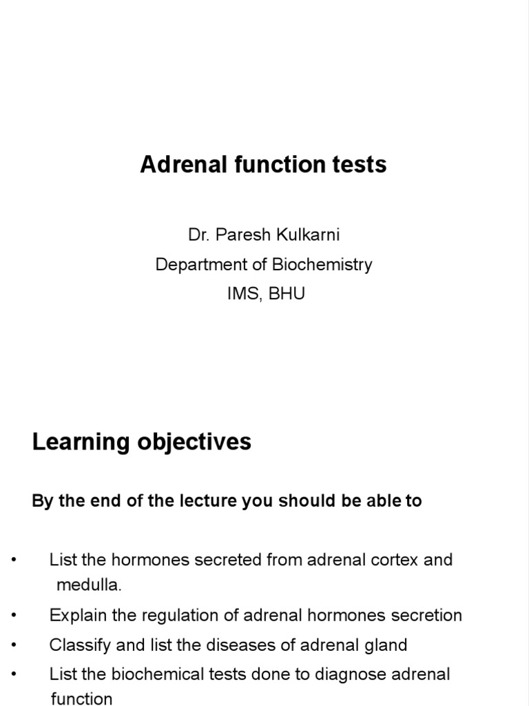 Adrenal Function Tests | PDF | Adrenocorticotropic Hormone | Adrenal Gland