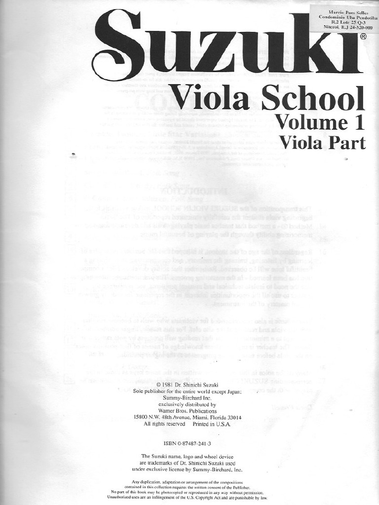Suzuki Viola Vol. 1 | PDF