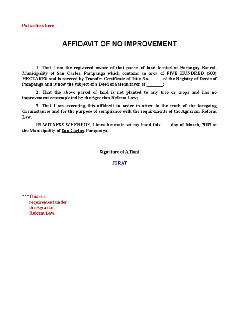 Affidavit of No Improvement | PDF