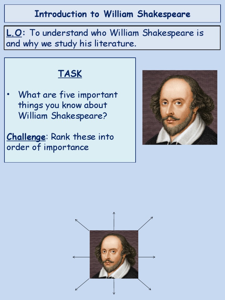 And Why We Study His Literature.: Introduction To William Shakespeare L ...