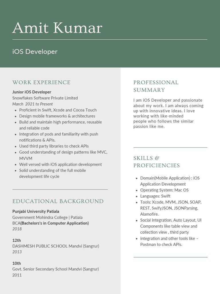 Amit Kumar: iOS Developer | PDF | Ios | Xcode