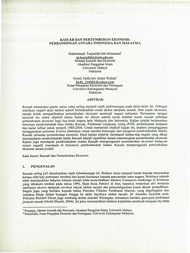 Rasuah Dan Ekonomi | PDF