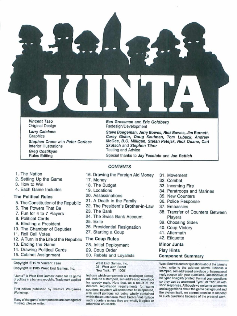 Junta (West End) Rules | PDF