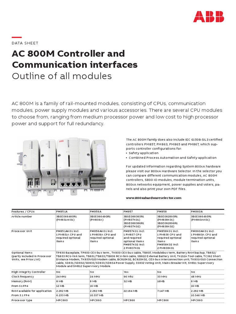 ABB - 800M Controller and Communication Interfaces - Outline of All ...