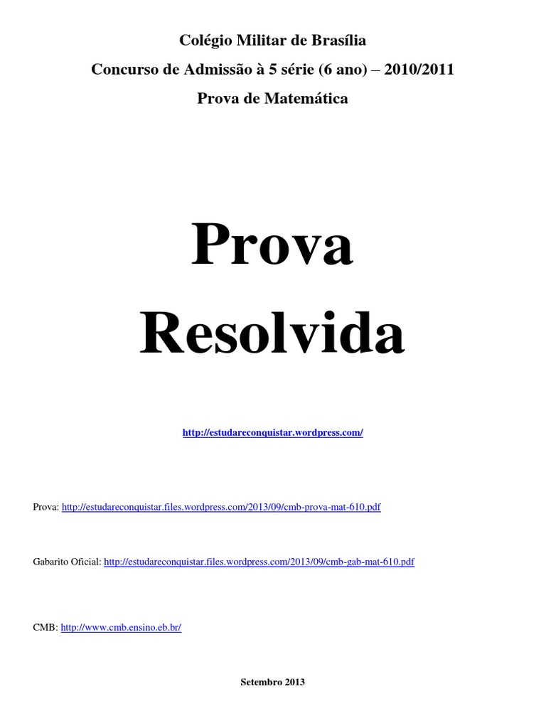 CMB Prova Resolvida Mat 610 | PDF