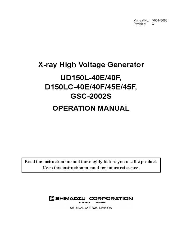 UD150L-40E Ope M501-E053G | PDF | Radiation Therapy | Radiography