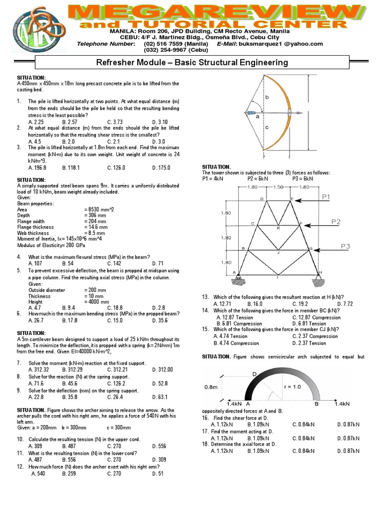 Refresher Module 20 - (S6) - Basic-Structural-Engineering | PDF | Beam (Structure) | Bending