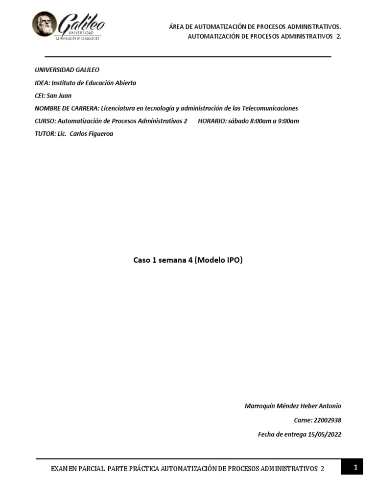 Caso 1 Semana 4 (Modelo IPO) | PDF | Automatización | Software