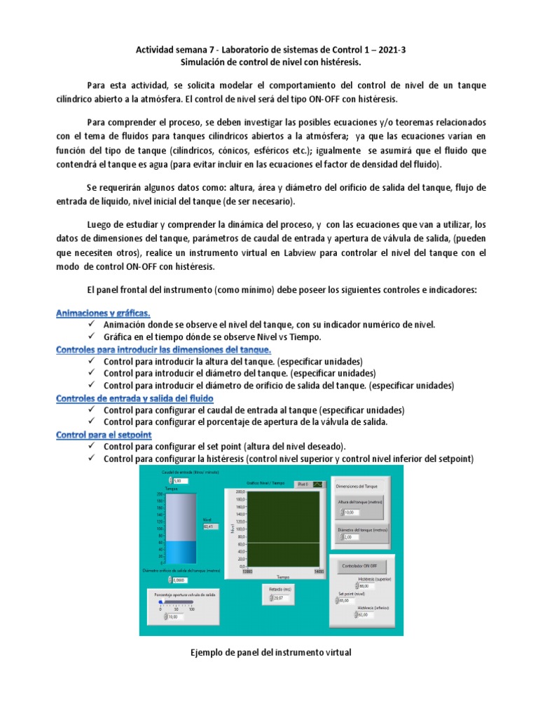 Simulación de control de nivel con histéresis en LabVIEW para un tanque ...