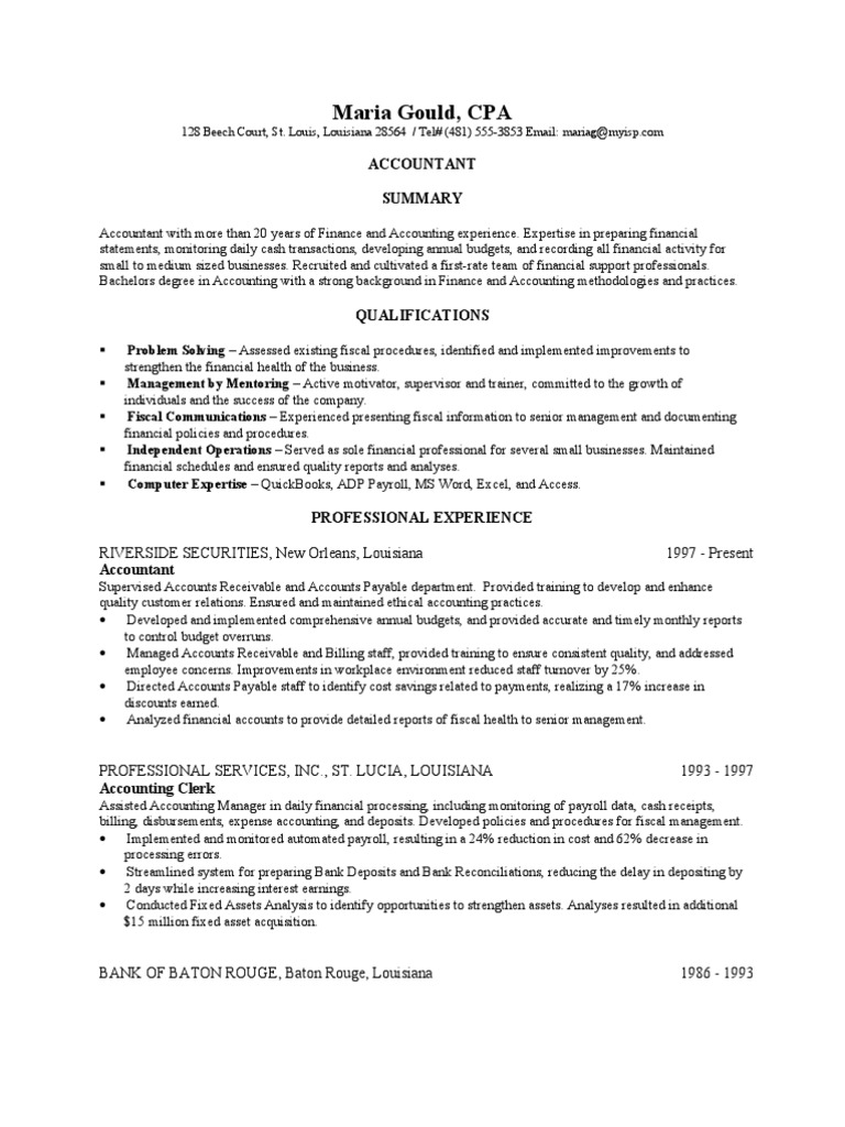 Maria Gould, CPA: Accountant | PDF | Internal Audit | Accounting