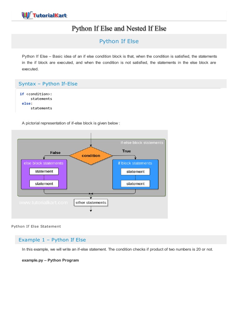 Python If Else And Nested If Else Pdf Python Programming Language Computer Science 2282