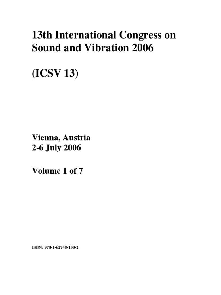13th International Congress On Sound and Vibration 2006 (ICSV 13) | PDF