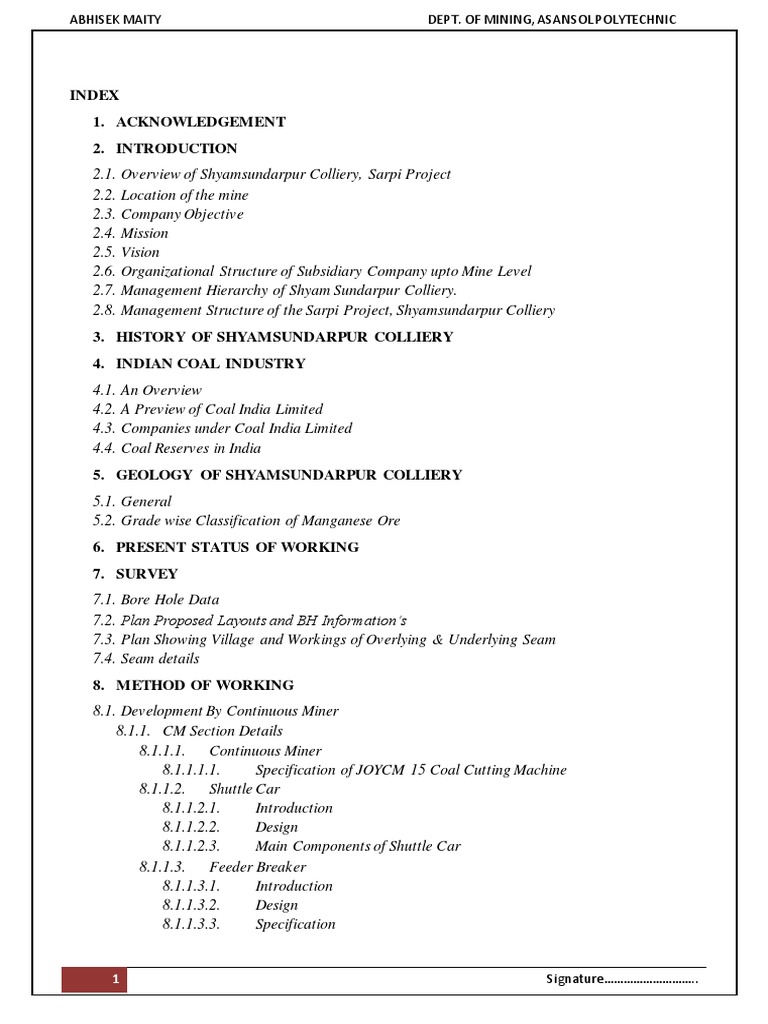 Dokumen - Tips - Colliery Training Reportsarpi Project Ecl | PDF | Coal ...