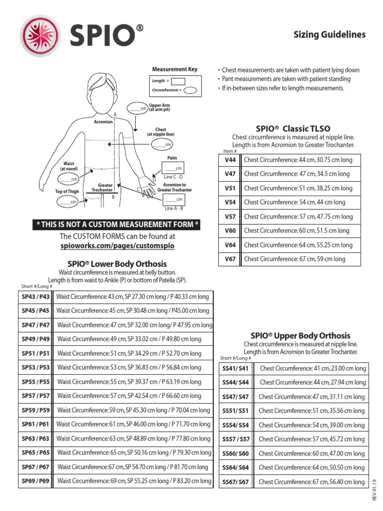 SPIO® Classic TLSO: Sizing Guidelines | PDF | Thorax