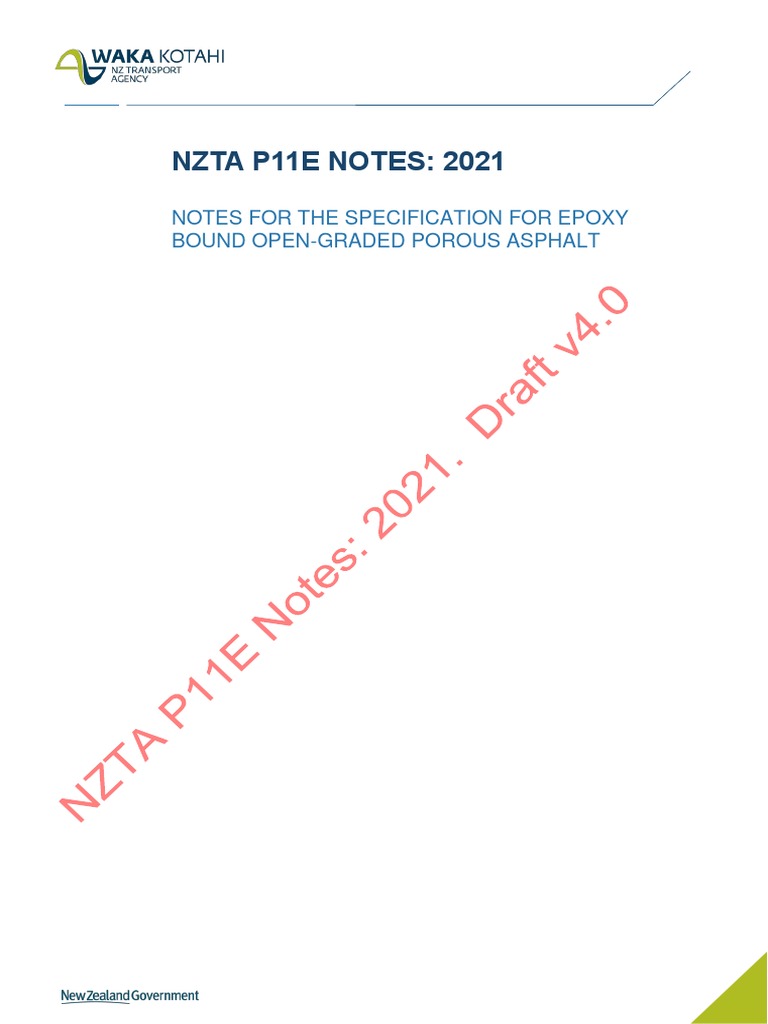 NZTA P11E N Draft v4 30 Sep 21 | PDF | Road Surface | Epoxy