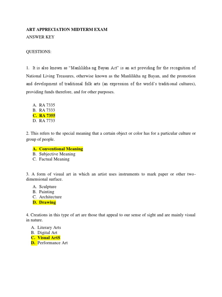 Art Appreciation Exam | PDF | Abstract Art | Folk Art