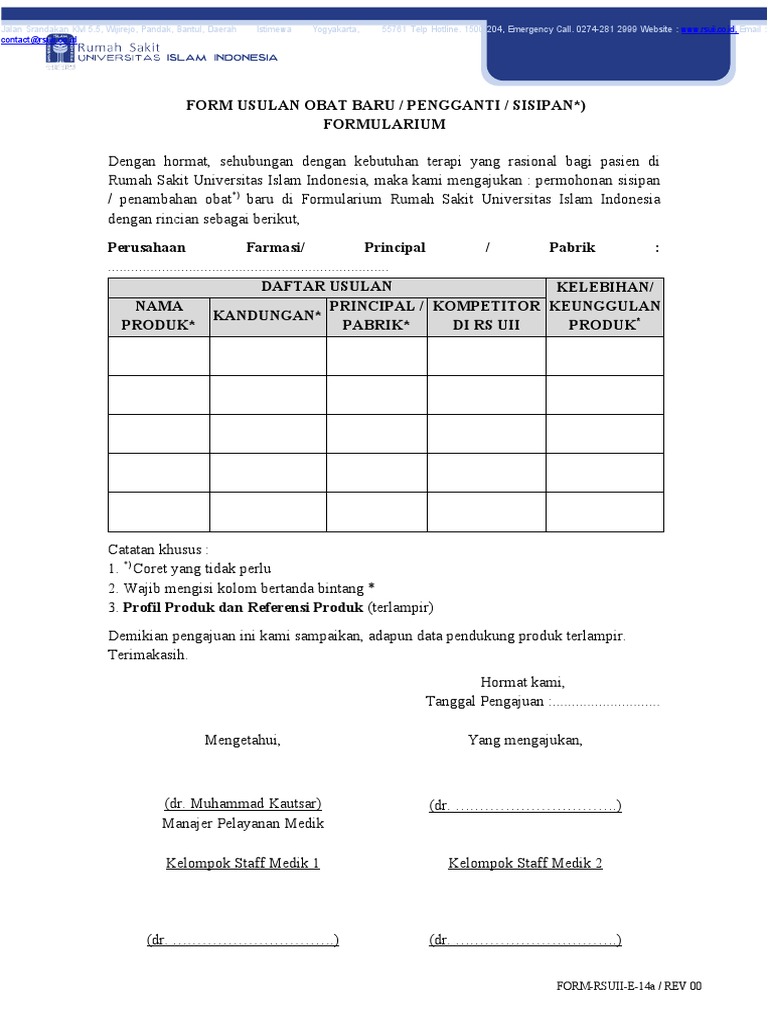 Form Usulan Obat Baru Pengganti Atau Sisispan | PDF