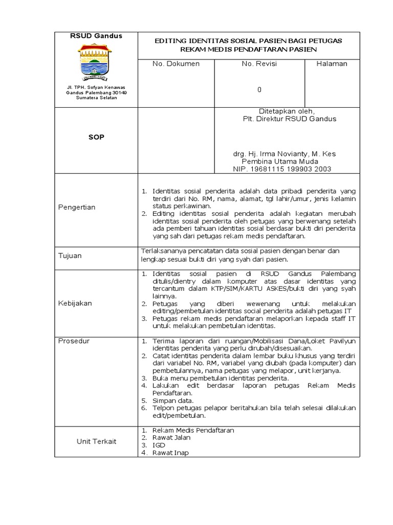 SOP Editing Rekam Medis | PDF