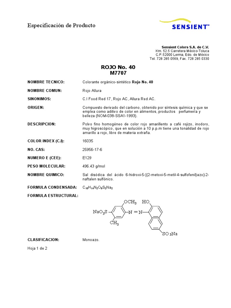 F Rojo 40 | PDF | Sustancias químicas | Materiales
