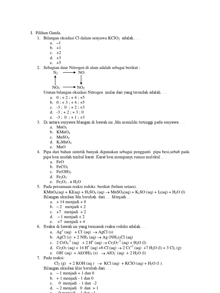 Soal X 2 Reaksi Redoks | PDF