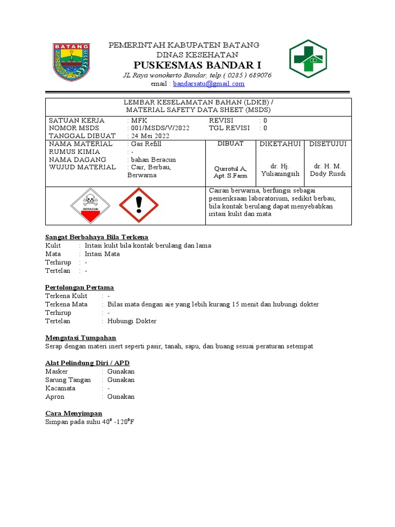 MSDS Bahan Berbahaya | PDF