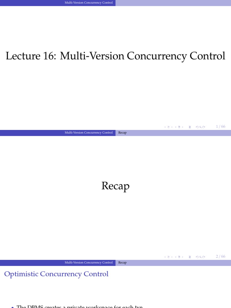 16 Multi Version Concurrency Control | PDF | Software Engineering ...