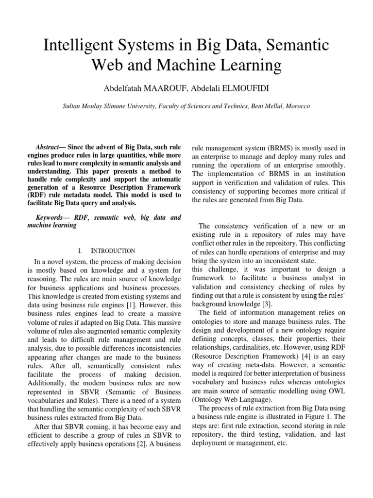 Intelligent Systems in Big Data, Semantic Web and Machine Learning | PDF | Resource Description ...