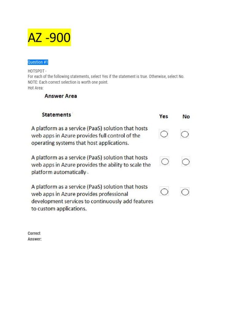 AZ - 900 Microsoft Azure Fundamentals - Examtopic | PDF | Cloud ...