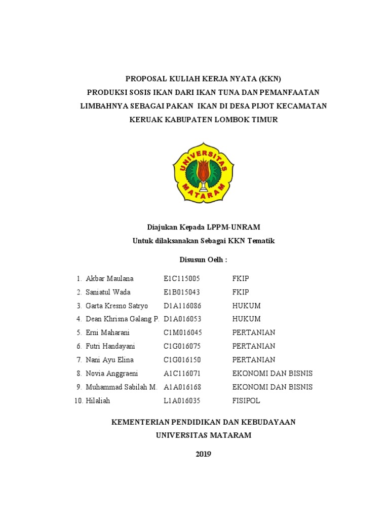 PROPOSAL KKN Desa Pijot 2019 | PDF | Sains & Matematika