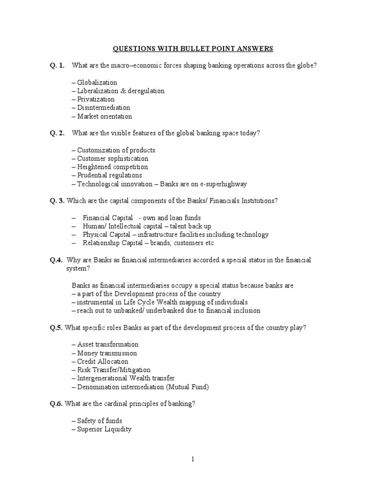 Questions With Bullet Point Answers | PDF | Leverage (Finance ...