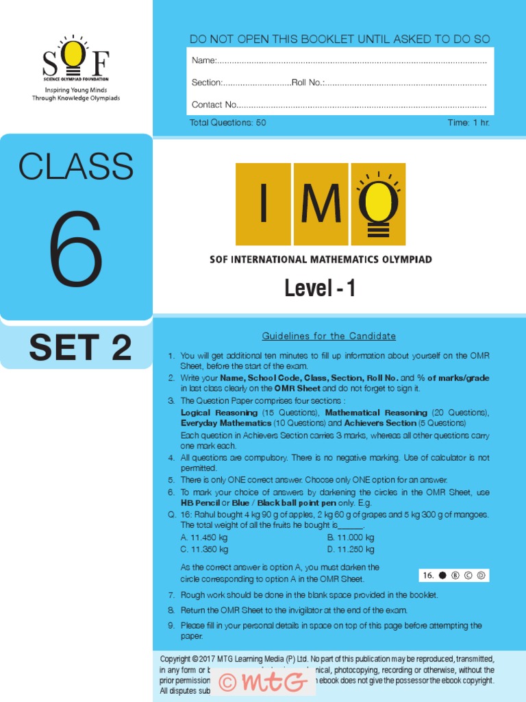 Class 6 Paper Set 2 | PDF | Elementary Mathematics | Mathematics