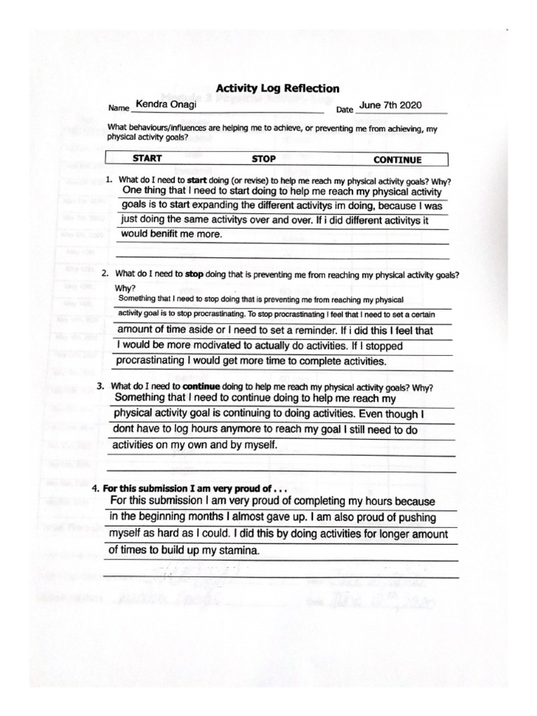 Activity Log Reflection | PDF