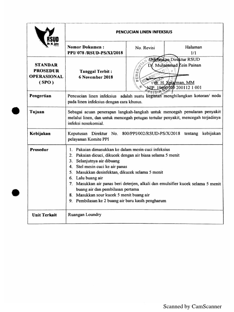 Spo Pencucian Linen Infeksius | PDF