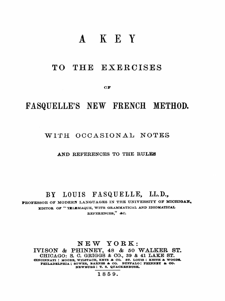 A Key To The Excercises of Fasquelle's New French Method | PDF