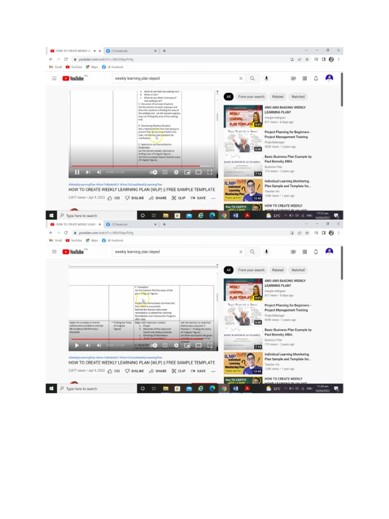 Sample Learning Plan Pdf