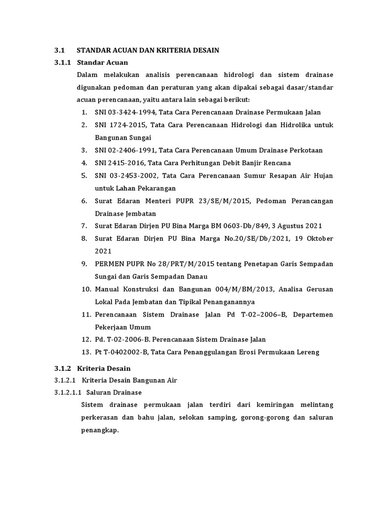 Standard Dan Kriteria Desain - Edit | PDF