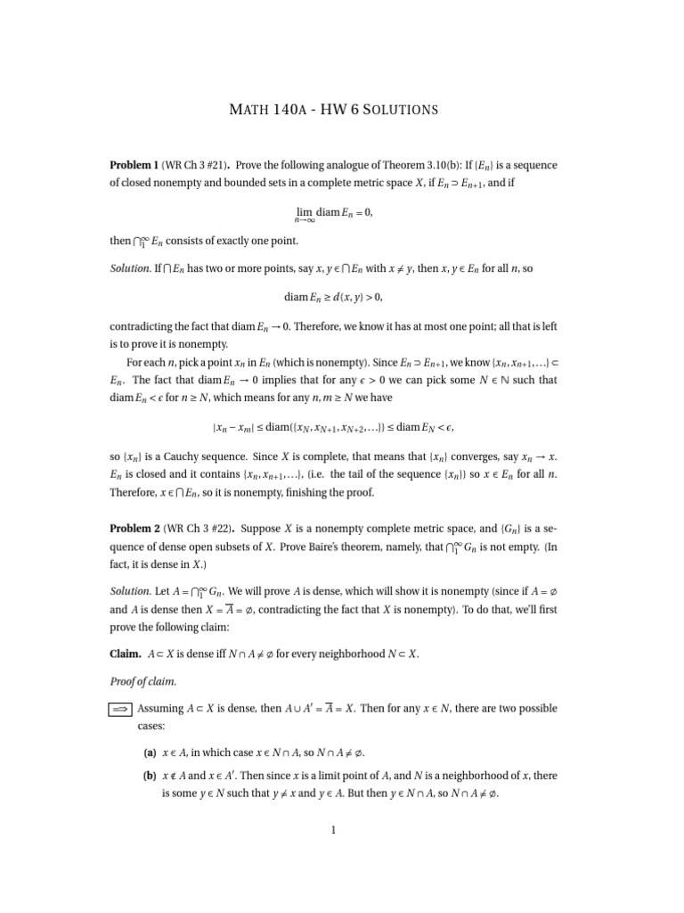 HW6 Solutions | Download Free PDF | Mathematical Relations | Topology