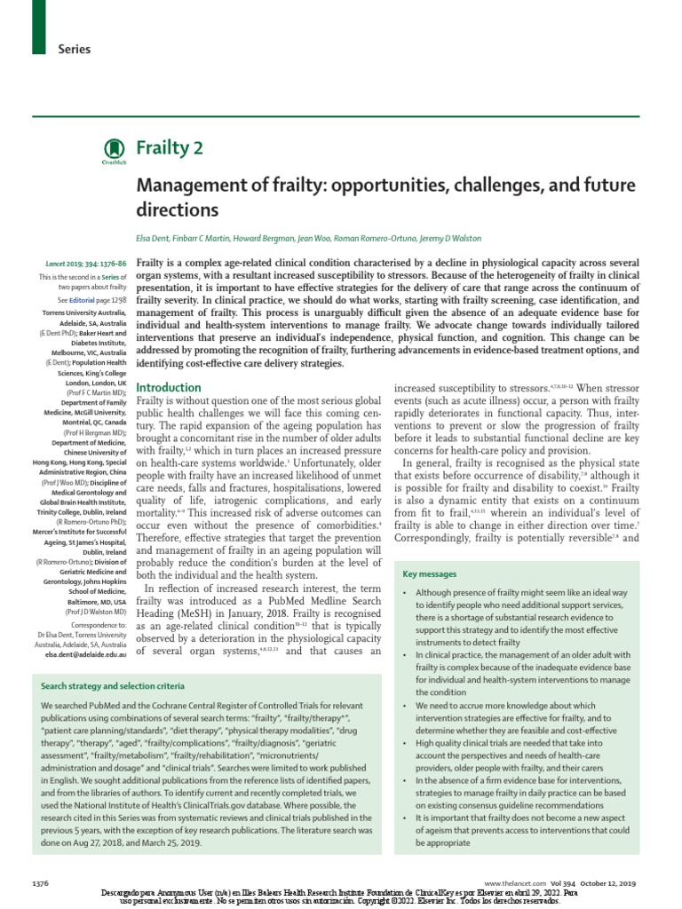 FRAILTY | PDF | Geriatrics | Evidence Based Medicine