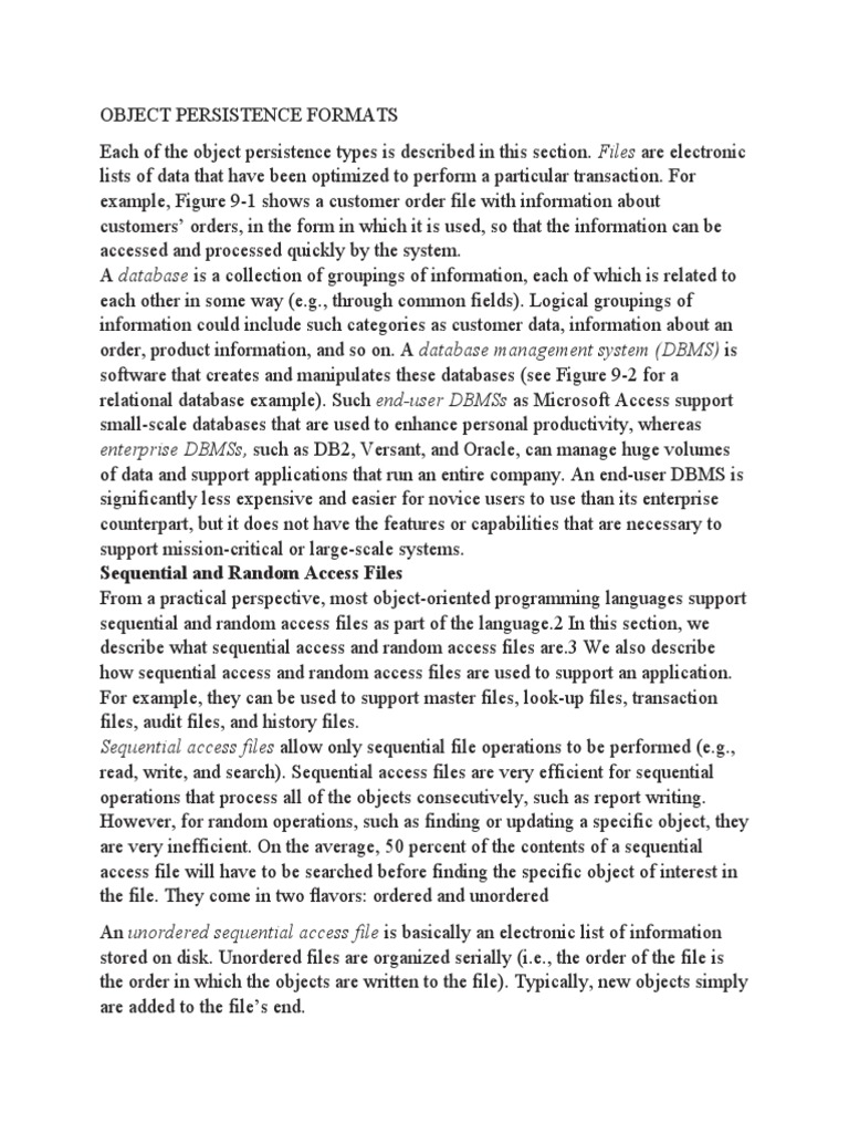 Object Persistence Formats | PDF | Databases | Relational Database