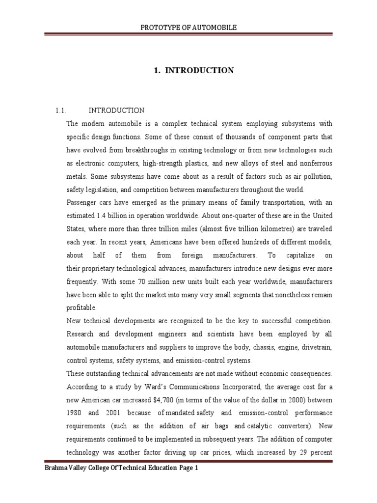 Automobile Prototype Report | PDF | Transmission (Mechanics) | Electric ...